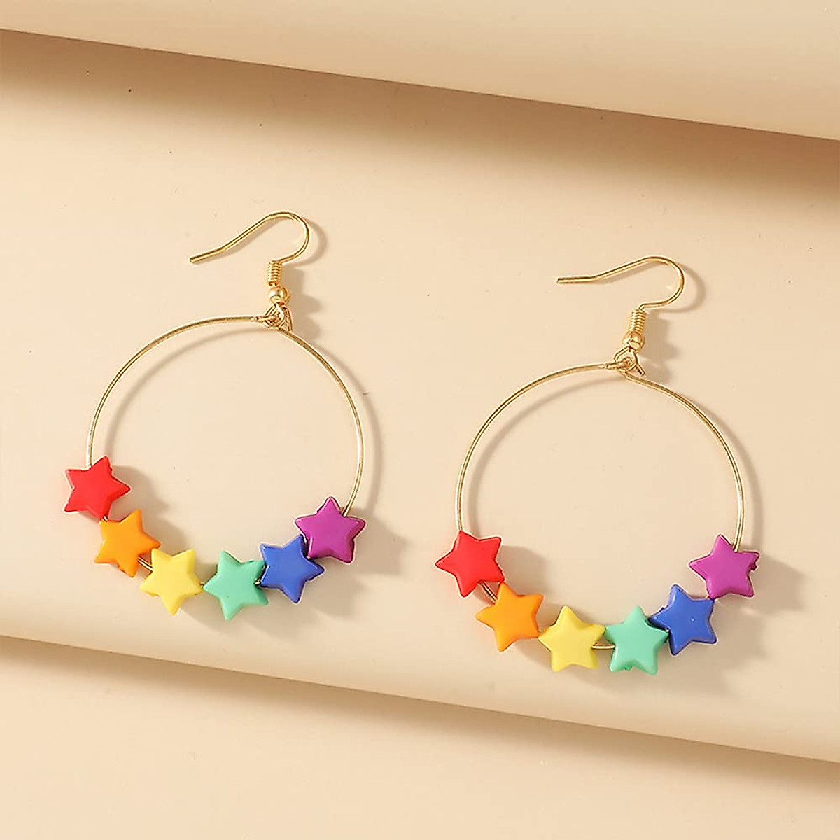 TIANBANGSHI Unique Cute Resin Dangle Drop Earring Funny Cartoonn Rainbow Color stars Drop Earrings Acrylic Tassel Earrings for Women Jewelry Gifts (Style-3)