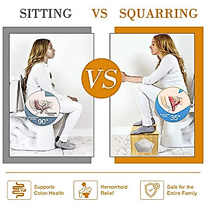Squatting Toilet Stool, Bamboo 8 Inch Toilet Potty Stool, Foldable Bathroom Poop Stool with Non-Slip Mat for Adults Children