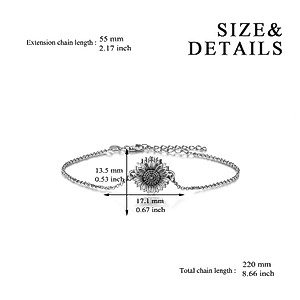 ONEFINITY Sunflower Urn Bracelet for Ashes 925 Sterling Silver Sunflower Cremation Keepsake Pendant Locket Bracelet for Women Mom