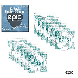12-Pack .010 Gauge High E String Single Electric Guitar Strings Individually Wrapped 10 Gauge Pack of 12