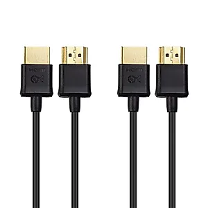 Cable Matters 2-Pack Ultra Thin HDMI Cable 6 ft (Ultra Slim HDMI Cable) 4K Rated with Ethernet