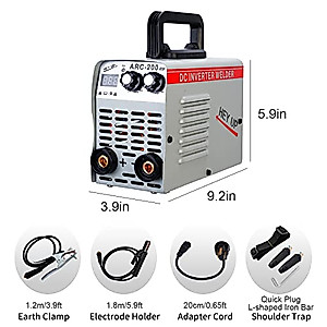 Stick Welder,110V/220V Dual Voltage 200Amp ARC Welding Machine IGBT Inverter Portable Lightweight DC Welder LCD Display for Beginner with Electrode Holder Clamps Welder