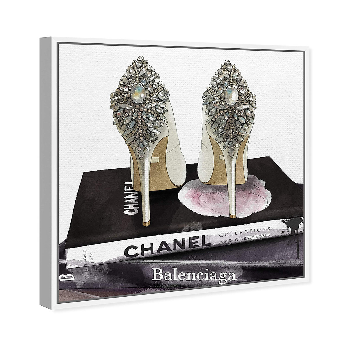 The Oliver Gal Artist Co. Fashion and Glam Framed Wall Art Canvas Prints 'My Trophies' Shoes Home Décor, 30 in x 30 in, Black, Gray