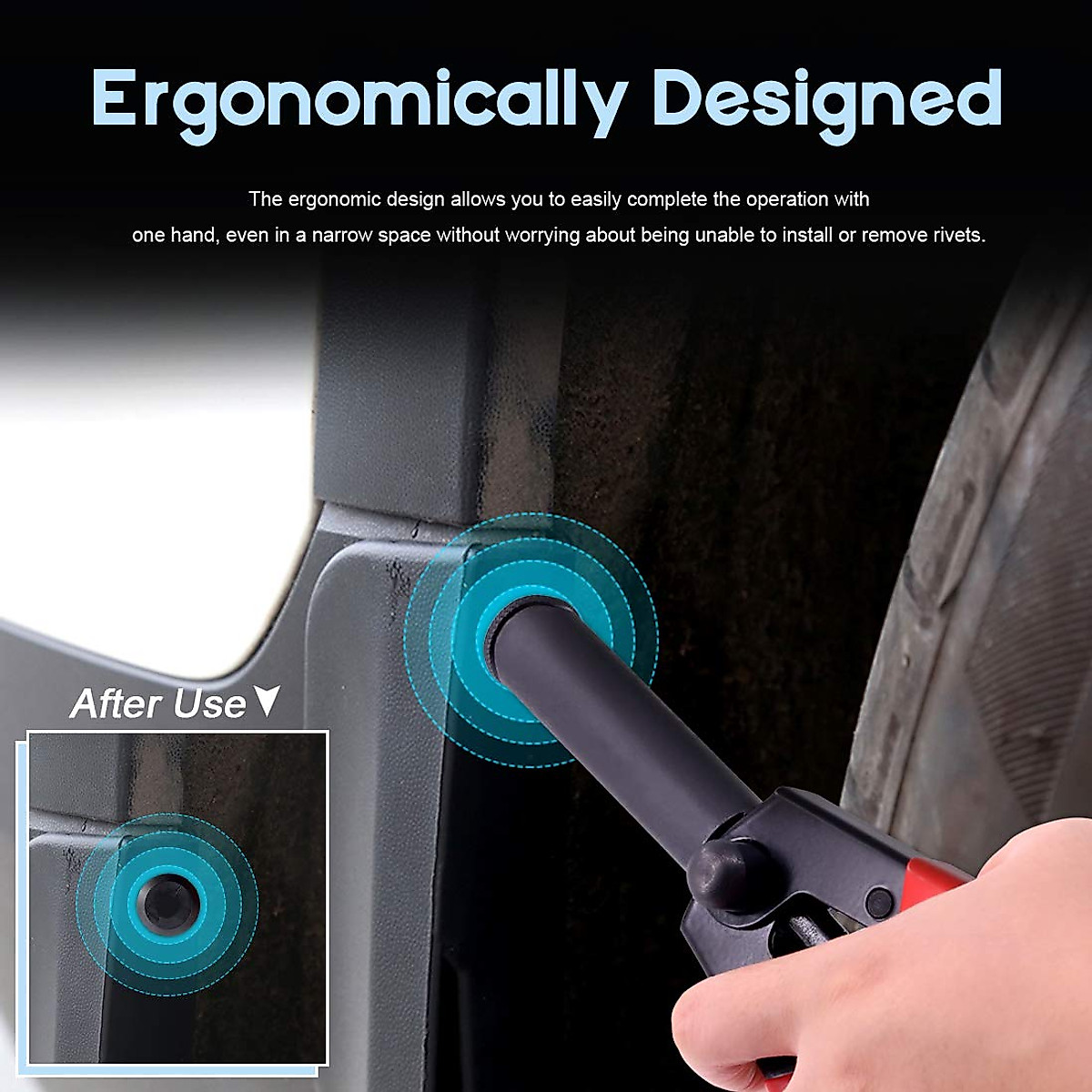 Glarks 42Pcs Plastic Rivet Gun Set, Fastener Removal Tool and Universal Pop Rivet Assortment Set for Installing and Removing Car Door Panel and Upholstery Clips