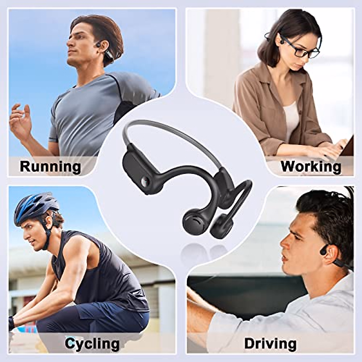 CelsusSound Bone Conduction Headphones, Open-Ear Bluetooth 5.2 Sport Headphones up to 10H Playtime, Built-in Mic Wireless Earphone, IP54 Waterproof Headset for Workouts and Running