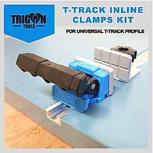 T-Track Clamps for woodworking, T Track accessories, for T-Track Profile (3/4’’ * 3/8’’) | Stop Blocks | Inline Auto Adjust Quick Release Woodworking Clamps, for Routers, Drill press, Table saws, 4pc