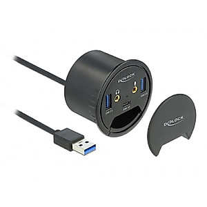 Delock 3 Port Desktop Hub 1 x USB Type-C and 2 x USB Type-A + HD Audio Ports, 62794