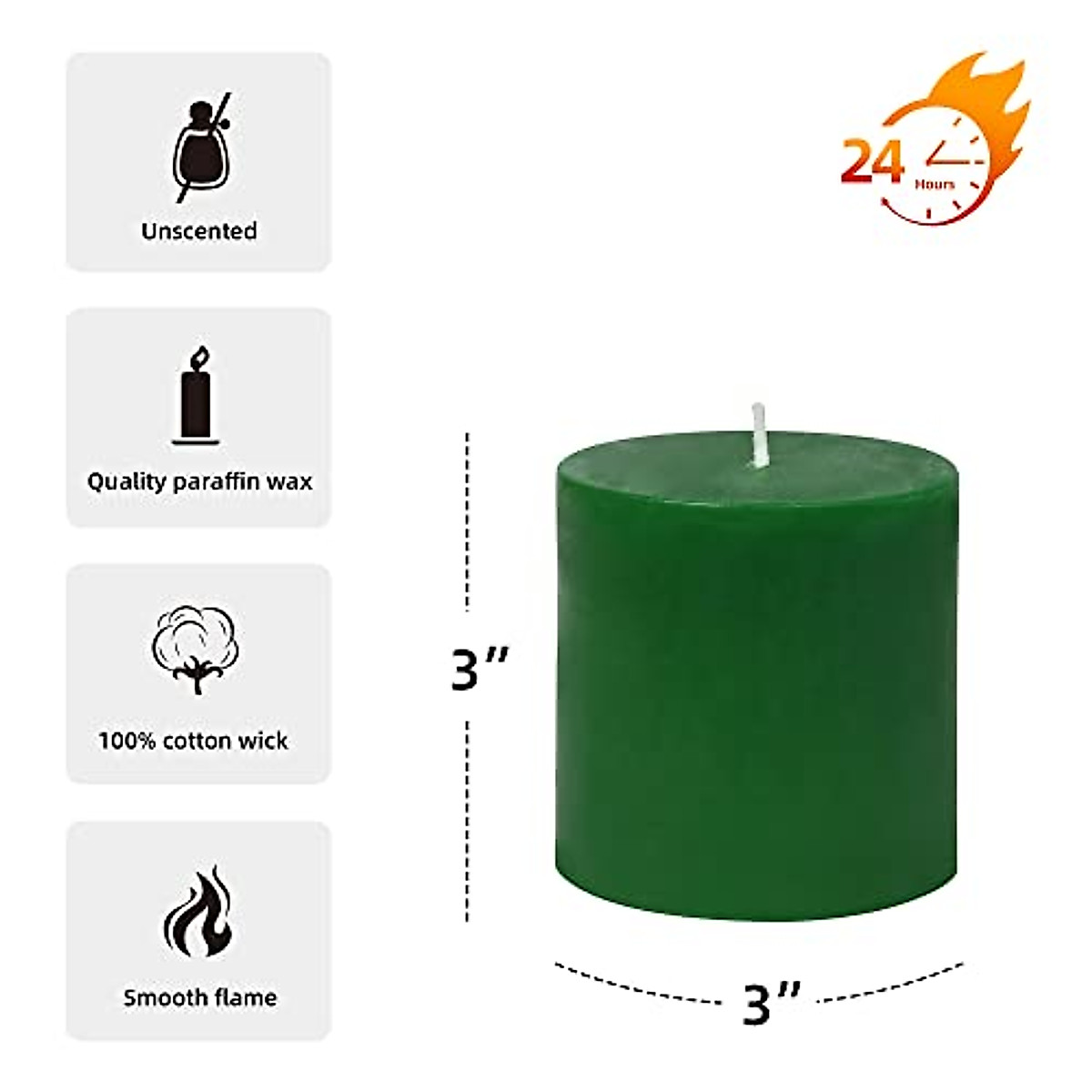 Zest Candle Pillar Candle, 3 by 3-Inch, Hunter Green