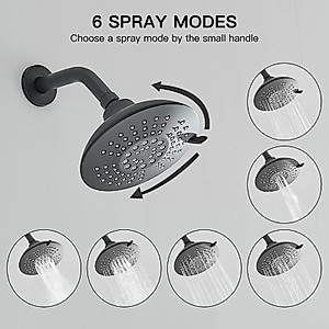 BWE Black Shower Faucet Luxury Rain Mixer Shower Combo Set Wall Mounted Shower Kit Rainfall Shower Head System Rough-in Valve Body and Trim Included