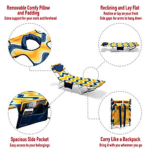 SUNNYFEEL Lounge Beach Chair for Adults with Face Hole, Backpack Reclining Beach Chairs Lay Flat, Sun Face Down Tanning Chair, Portable Folding Camping Cot for Outside Pool, Sunbathing, Reading