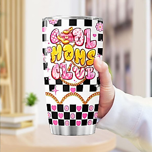 Tumblers Women Coffee Checkered For Handle Simply Mothers Modern Mama Day Mom Funny Water Cups, Cool Moms Club, Cool Moms Club Gifts, Tumbler 20 Oz With Lid And Straw