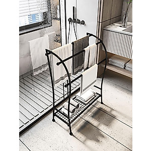 Freestanding Towel Rack Towel Shelf Towel Stand 3-Tier Towel Shelf with Storage Rack Metal Towel Rack Freestanding Blanket Rack for Bathroom Standing Towel Rack Towel Holder Stand (Color : Gold)