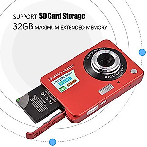 2.7 Inch Digital Video Camera, Mini Compact Digital HD Camera for Backpacking, 8X Automatically Digital Zoom, 5MP Full High Definition, Face Detection and Smile Capture Function, SD Card Storage(Red)