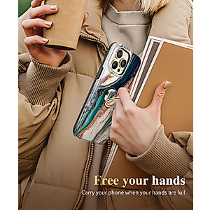 GVIEWIN Marble Cell Phone Ring Holder, Metal Kickstand Grip for Magnetic Car Mount Compatible with iPhone 16 Pro Max/15 Plus/14/13/12 Series & Galaxy S24/S23 Ultra and Other Phones(Drift Sand/Brown)