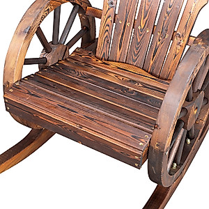 Rocking Chair, Porch Rocker Outdoor Rocking Bench, Wooden Patio Rocker, Rocking Chair Outdoor Porch Bench for Farmhouse Decoration 24.21" L x 35.04" W x 37.01" H