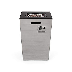 Megan Outdoor Modern 19.5-Inch Fire Column, Dark Gray and Gloss Black