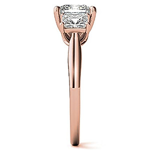 10K Solid Rose Gold Handmade Engagement Ring, 2 CT Princess Cut Moissanite Diamond Solitaire Bridal/Wedding Ring for Women/Her, Minimalist Ring Anniversary Ring For Gifts (4)