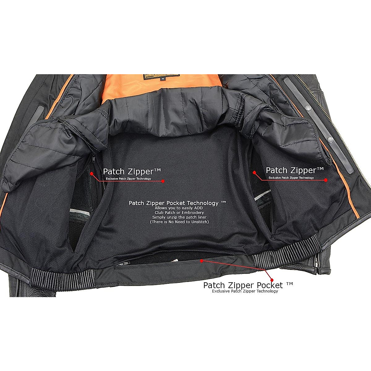 Milwaukee Leather ML2083 Men's Black Vented Reflective Leather Jacket - 3X-Large