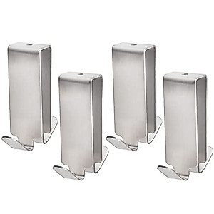 Qiveno Doulbe Hooks for Glass Shower Door, Over Shower Glass Door Hook 304 Stainless Steel Rack Hooks Towel Hooks Over The Bathroom Glass Wall(4 Pack)