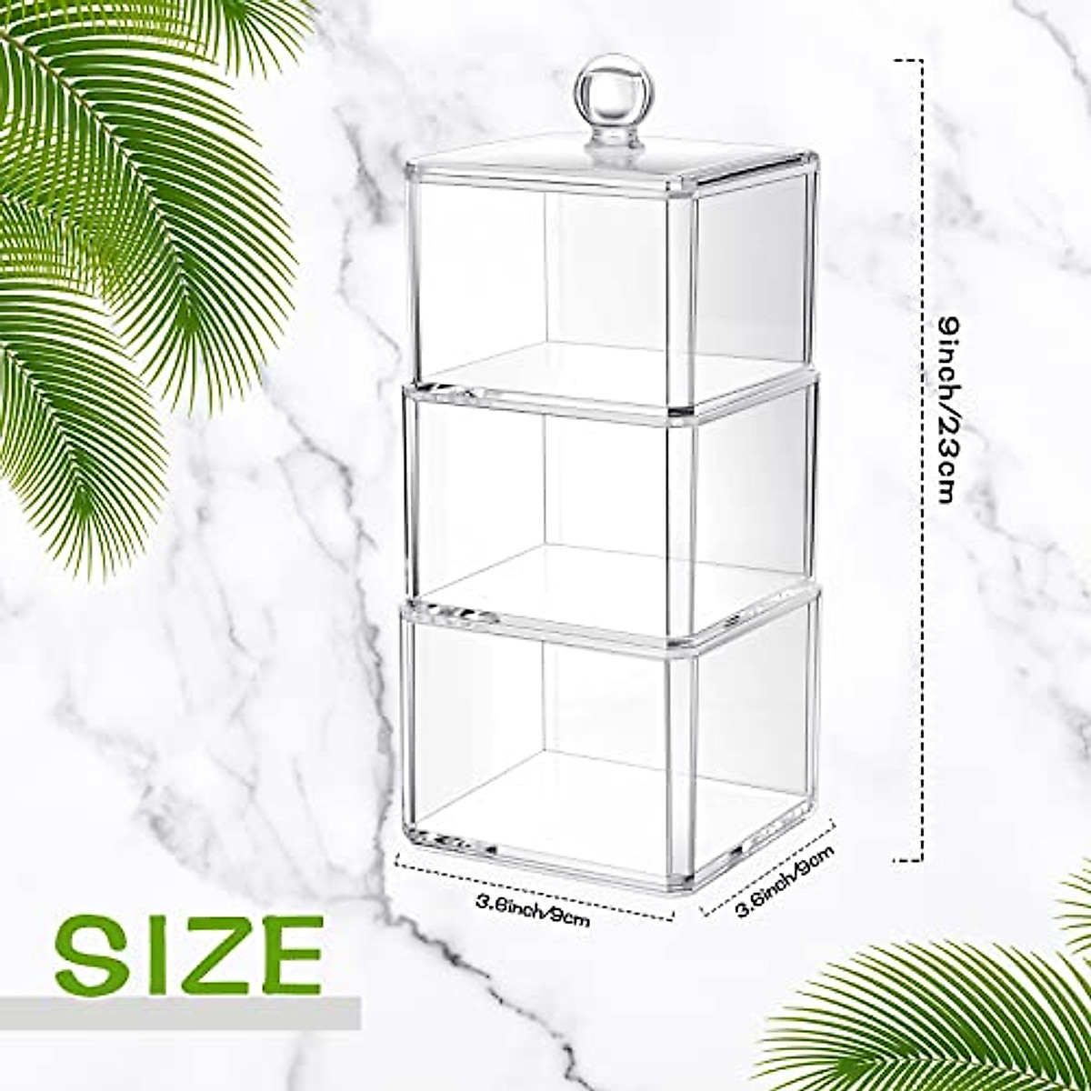 Hair Accessories Organizer for Girls, Stackable Hair Organizer Storage with Lids Acrylic Clear Hair Tie Organizer Bathroom Hair Bow Containers for Girls Headband Scrunchie Makeup Organizing (6 Pieces)