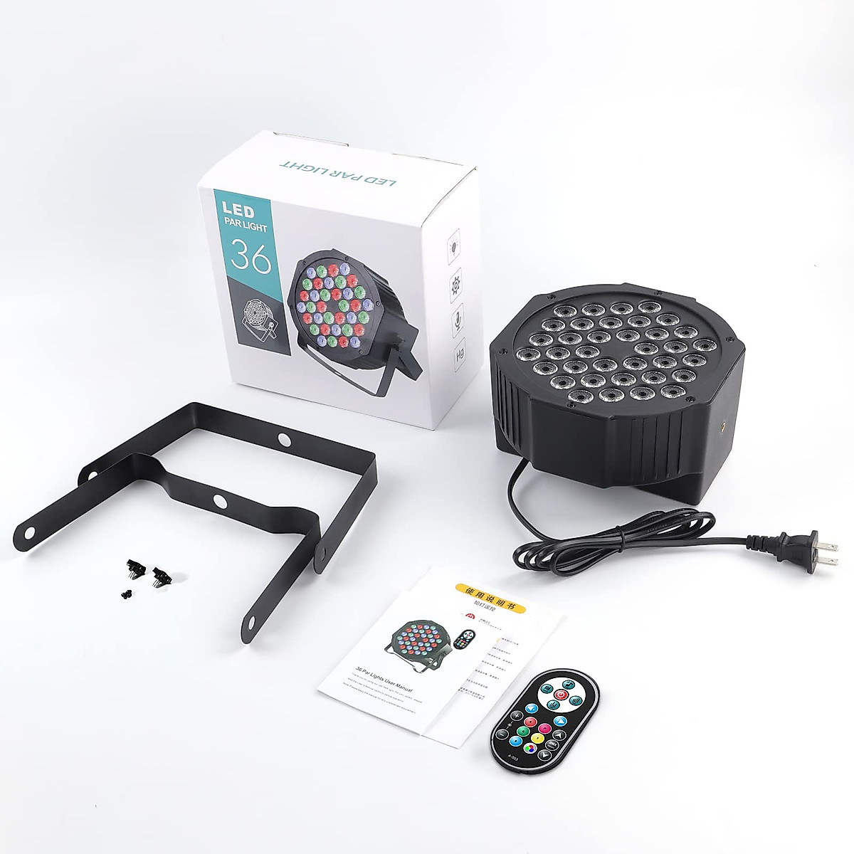 JAJALUYA LED Par Lights 36 LED Stage Lights 7 Modes RGB DJ Lights with Sound Activated Remote and DMX Control DJ Uplighting for Birthday Party Events Wedding Christmas Stage Lighting (4 Packs)