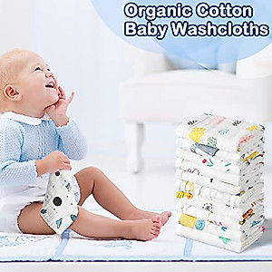 Kenning 30 Pieces Muslin Baby Washcloths for Newborn 10”x10” Soft Absorbent Muslin Burp Cloths Wash Clothes Baby Face Towels for Toddler Boy Girl Shower Gift Baby Registry