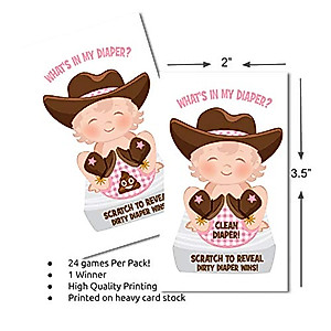 Girl What's In My Diaper Baby Shower Scratch Off Game | Cowgirl | 24 Cards - 1 Winner | Baby Shower Games | Baby Shower Door Prizes