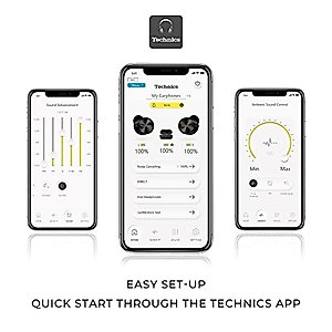 Technics HiFi True Wireless Multipoint Bluetooth Earbuds with Noise Cancelling, 3 Device Multipoint Connectivity, Wireless Charging, Impressive Call Quality, LDAC Compatible - EAH-AZ60M2-K (Black)