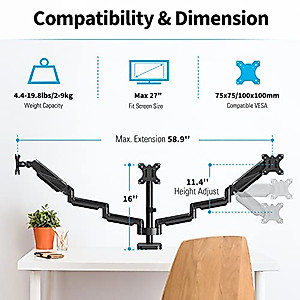 MOUNTUP Quad Monitor Stand, 4 Monitor Desk Mount for 13 to 32 inch Computer Screens + MOUNTUP Triple Monitor Desk Mount, 3 Monitor Stand for Three Max 27 Inch Computer Screen