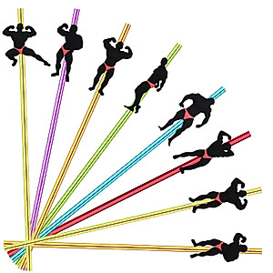 24pcs Bachelorette Party Favors Pink Stripper Dancing Men,Reusable Crazy Straws,Bachelor Straws,Mexican Mermaid Naughty Party Drinks Cocktail Straws Party Supplies bodybuilding 6 color Straws
