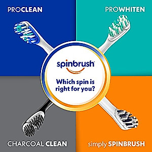 Spinbrush PRO CLEAN Battery Powered Toothbrush, Medium Bristles, 1 Count, Gold or Blue Color May Vary
