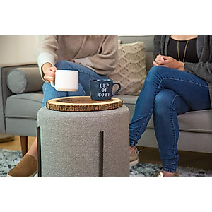 Wovenbyrd Modern Round Ottoman Footstool with Metal Base Legs, 16-Inch Wide, Gray Fabric