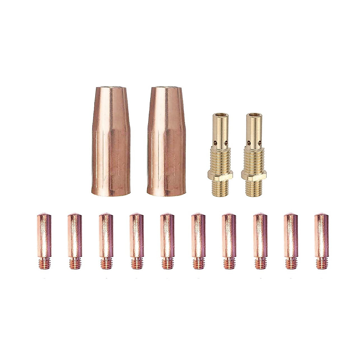 Mig Kit Replacement For Lotos Mig140, Mig175 Welder 2 Gas Nozzles, 2 Diffusers, 10 Contact tips 21-50 (14-PK .030 Kit)