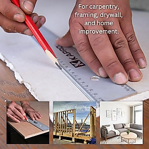 Kapro - 308 Straight Edge Ruler - ⅛” and 1/16” Increments - Contractor Grade - With Wear Resistant Printing - For Carpentry, Drywall, Drafting - Anodized Aluminum - 24 Inch