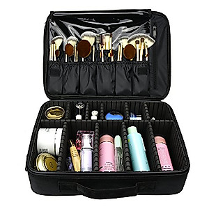 goldwheat Travel Makeup Case Beauty Cosmetic Bag Multifunctional Makeup Bag with Adjustable Shoulder Strap