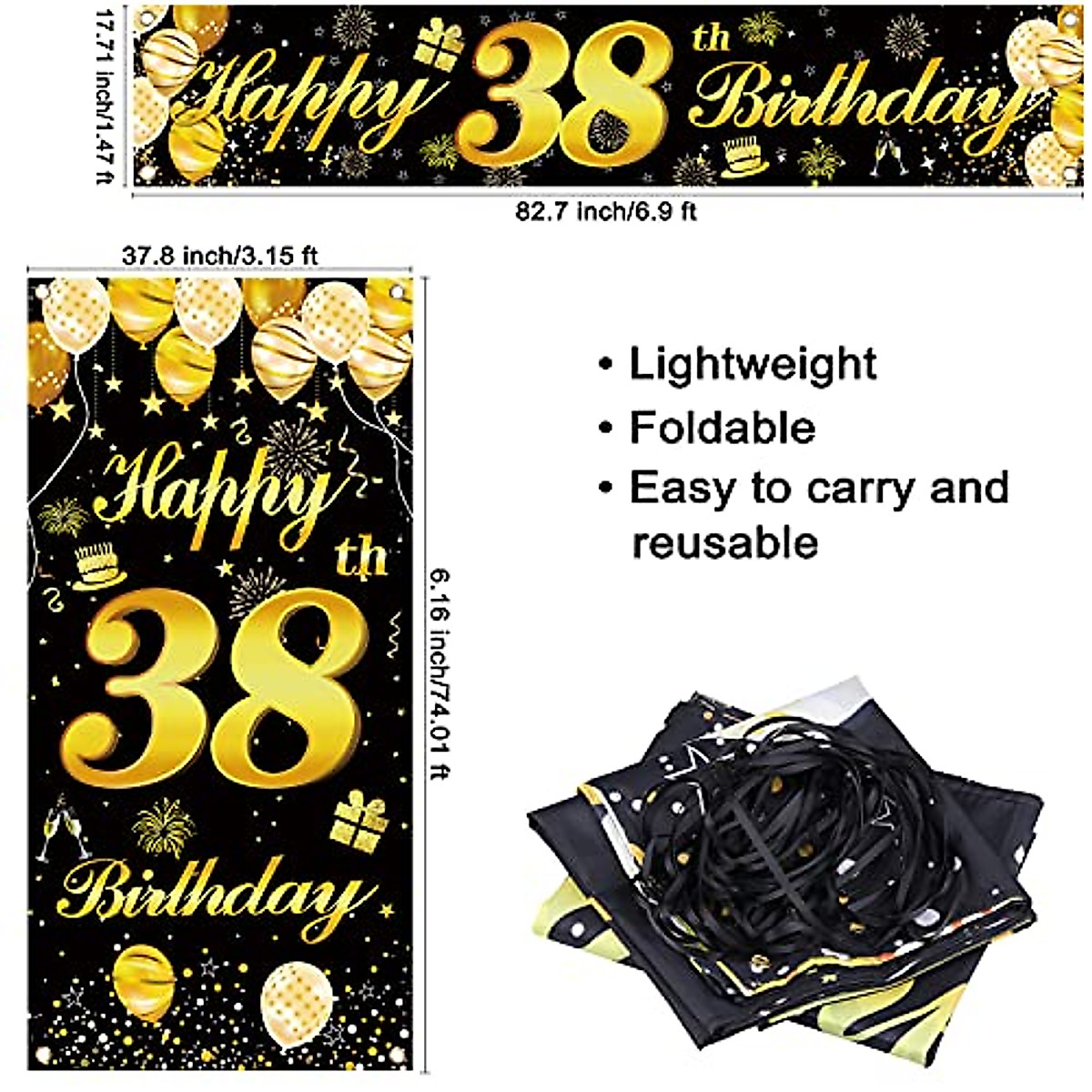 38th Happy Birthday Door Banner Birthday Decorations for Men Birthday Party Decorations Birthday Backdrop