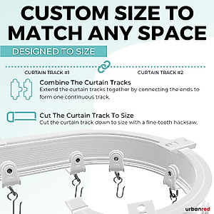 UrbanRed Flexible Bendable 32.8FT 10m Ceiling Curtain Track for Room Divider, Shower, Curved Slide Rail, White