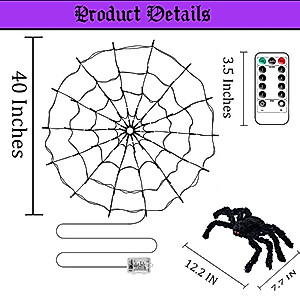Fcysy Halloween Decorations Spider Web Lights, 70 LED 8 Modes Battery Operated Waterproof Net Purple Lights, Halloween Lights Indoor Outdoor Décor for Home Yard Garden Window Porch