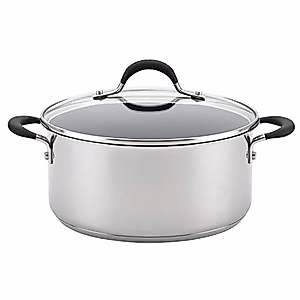 Circulon - 78005 Circulon Momentum Stainless Steel Nonstick Casserole Dish/ Casserole Pan / Dutch Oven with Lid - 5 Quart, Silver
