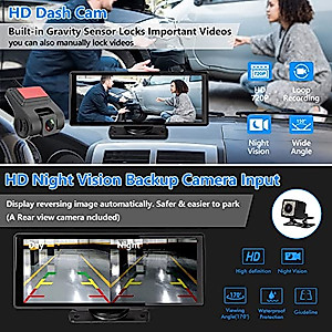 ACTASIAN Portable Car Stereo with HD Dash Camera, Wireless Apple Carplay & Android Auto Car Radio with Backup Camer Blutooth