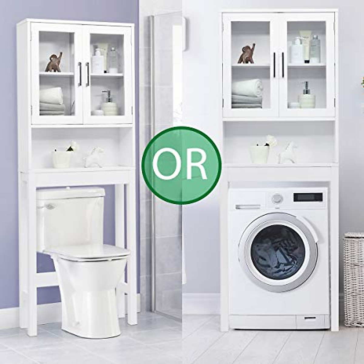 BestComfort Over The Toilet Cabinet Storage, Bathroom Space Saver, Organizer Over Toilet Storage, Freestanding Above The Toilet Shelves Rack Unit (64'' H)