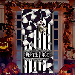 Scary Creepy Door Cover Halloween Photo Backdrop Halloween Birthday Party Decorations and Supplies for Home