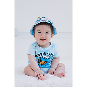 Sesame Street Cookie Monster Infant Baby Boys Romper and Hat Tie Dye Blue/Gray 6-9 Months
