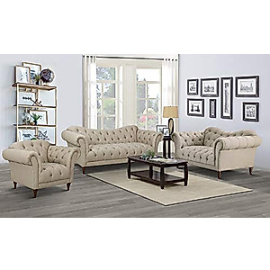 Lexicon Waverly Textured Fabric Tufted Sofa, 91.5" W, Brown