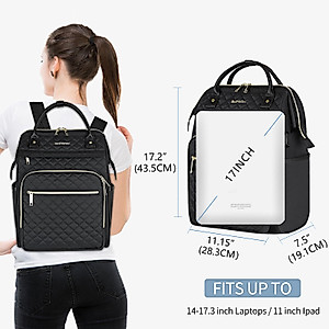 EMPSIGN 17 Inch Laptop Backpack for Women Men Work Laptop Bag Large Capacity with USB Port, Waterproof Purse Backpacks Teacher Nurse Travel Bags Casual Daypacks for School, College, Business, Black