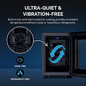 NewAir Shadow-T Series Wine Cooler Refrigerator | 6 Bottle | Countertop Mirrored Compact Wine Cellar with Triple-Layer Tempered Glass Door | Vibration-Free & Ultra-Quiet Thermoelectric Cooling