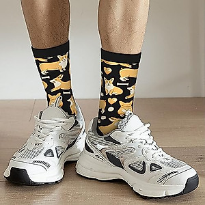 Muvtioc Funny Novelty Socks For Dog Lover,Cute Corgi Printed Casual Crew Sock Gifts For Men Women,Cute Funny Corgi
