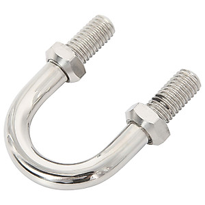 NovelBee 2pcs of Stainless Steel Stern Bow Eye Tie Down U Bolt with Hex Nuts and washers,Stock Dia. 3/7",Thread Length 1-1/4",Overall Length 3"