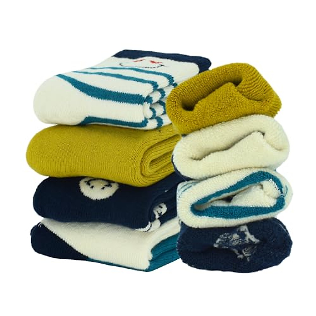 Fly love Toddler Winter Socks Kids Wool Hiking Socks Boys Girls Warm Thick Cotton Boot Crew Socks 5pairs (1-2 Year, Style C (4 Pairs))