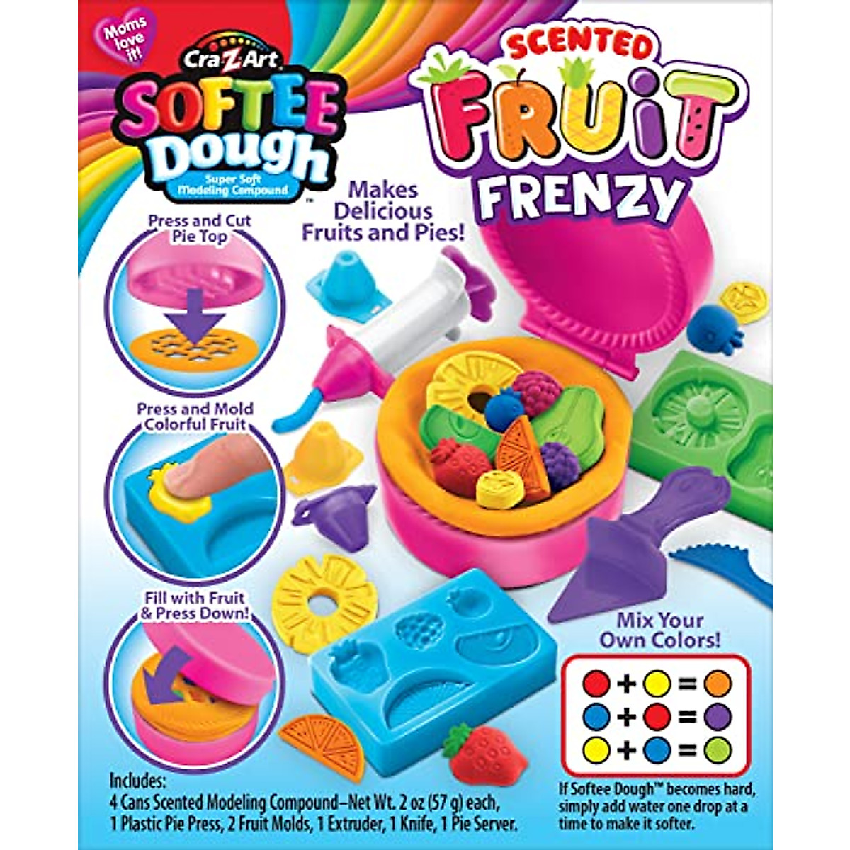 Cra-Z-Art Softee Dough Scented Fruit Frenzy Playset, Modeling Dough Play Toy for Kids Ages 3 and up